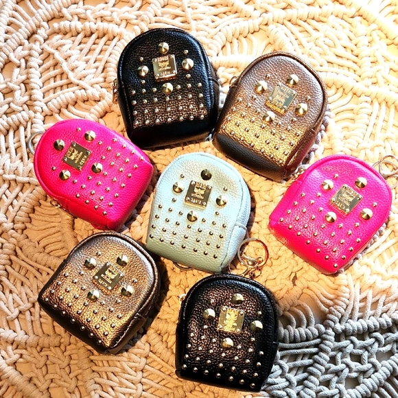 Bags | Designer Inspired Mini Backpack Keychains Black Pink And ...